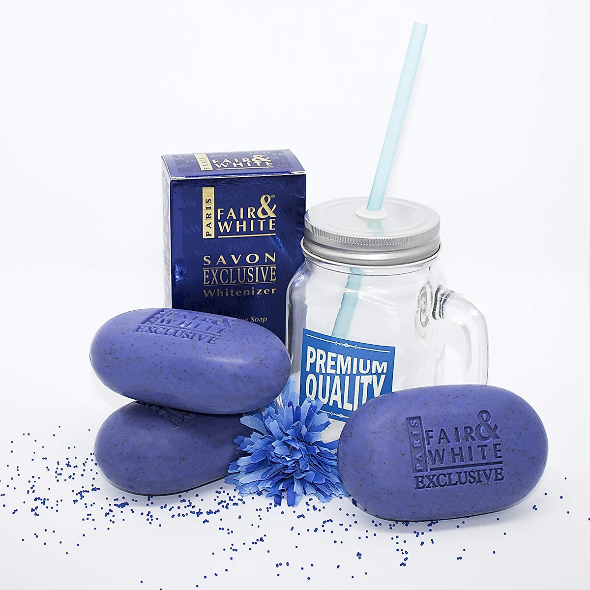 FAIR & WHITE Exclusive Exfoliating Soap, 200g / 7oz - Moisturizing Bar Soap For Face and Body