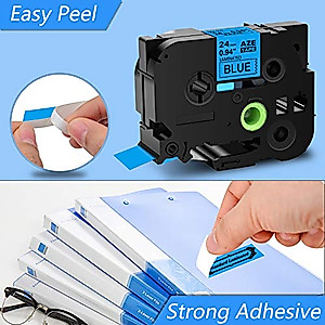 GREENCYCLE Compatible for Brother P-Touch TZe-551 TZe551 AZE Tape 24mm 0.94 Inch 1" Black on Blue Laminated Label Tape for PT2730 PT9600 PTD600VP PTD800W PTH500LI PTP700 PTP710BT PTP750W, 4 Pack