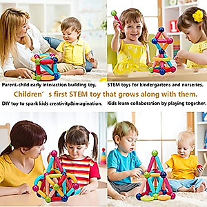COUOMOXA 74 PCS Magnetic Blocks Sticks Construction Building, Learning Education Stem Preschool Toddler Kids Toys for 3+ Year Old, Montessori Toys for Toddlers Gifts