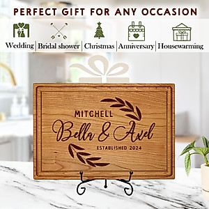 Personalized Cutting Board - Custom Engraved Wood Charcuterie Boards - Unique Christmas, Wedding, Bridal Shower, Anniversary, Housewarming, Real Estate Closing Gift Idea For Couples, Friends, Family