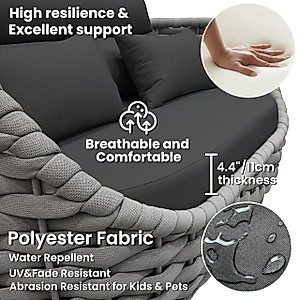 Erotr 4 Pieces Assembled Patio Conversation Sets, Hand Woven Rope Outdoor Furniture Sofa Set - Aluminum Modern Cushions Couch Armchair Table Set - All Weather for Indoor Deck Porch Backyard Hotel