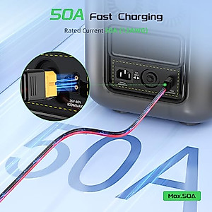 Bateria Power 3.3FT Solar Connector to XT60 Adapter Extension Cable, 12AWG Solar Panel to XT60 Charge Extension Cable for RV Foldable Solar Panel, Portable Power Station, Solar Generator (1PCS)