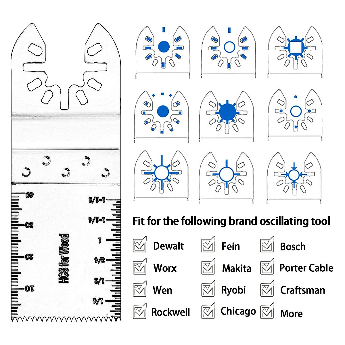 AIFICUT 100pcs Oscillating Saw Blades Universal Wood Multitool Blades Quick Release Oscillating Tool Blades Kits Fit Porter Cable Black & Decker Rockwell Ridgid Ryobi Milwaukee Chicago Craftsman