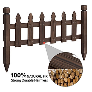 Topeakmart Wood Picket Garden Fence Edging Fencing Garden Yard Border Edging Panels Posts Flower Plants Pool Fences 177.5 x 21.7’’ (LxW)