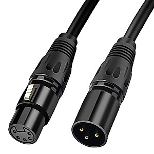HOSONGIN 3 Pin XLR Male to 5 Pin XLR Female DMX Adapter Cable for Microphone DMX DMX512 Stage Lighting Turnaround, Length 12 inch /1 Foot, 2 Pack
