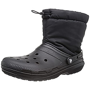 Crocs Unisex Classic Lined Neo Puff Fuzzy Winter Boots Snow Black, Numeric_7 US Women