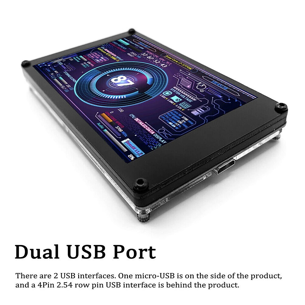 Computer Temp Monitor, 3.5in IPS USB Mini Screen AIDA64 PC CPU RAM Data Monitor PC Sensor Panel Display Temperature Data Monitor