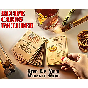 Whiskey Stones Gift Set for Men | Whiskey Glass and Stones Set with Wooden Army Crate, 8 Granite Whiskey Rocks Chilling Stones and 10oz Whiskey Glasses | Whiskey Gift for Men, Dad, Husband, Boyfriend