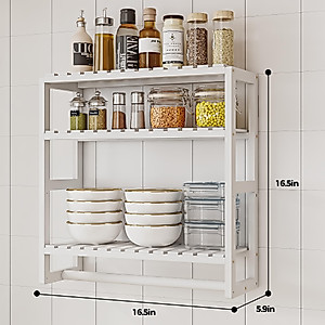 Galood 3 Tier Kitchen Organizers and Storage Spice Racks Organizer, Bamboo Storage Shelves with Towel Rack Under Sink Organizer (White)