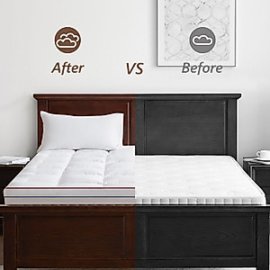 JKMAX Mattress Topper Twin - Pillow Top Mattress Topper Pad Extra Thick Cover with Deep Pocket - Mattress Topper for Back Pain - Overfilled 3D Snow Down Alternative Plush Mattress Topper (Twin,White)