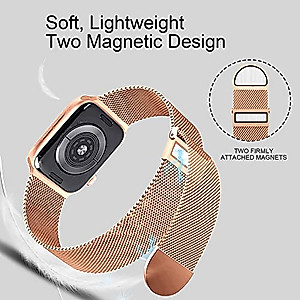 Magnetic Watch Band Compatible with Apple Watch Bands 42mm 44mm 45mm for Women Men,Milanese Loop Stainless Steel Mesh Adjustable Strap Wristband for iWatch Series 8 7 6 5 4 3 2 SE