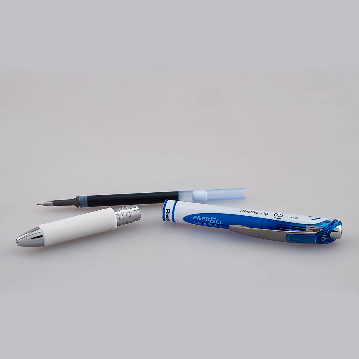 Pentel EnerGel Pearl RTX Retractable Liquid Gel Pen, (0.5mm), Fine Line, Needle Tip, Blue Ink, Box of 12 (BLN75PW-C)
