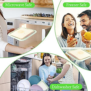 3 Pcs Sandwich Containers, Silicone Sandwich Storage for Lunch Boxes, BPA Free, Leakproof, Reusable Sandwich Holder for Fruit,Salad,Snacks and Food Storage, Microwave Freezer & Dishwasher Safe (Green)