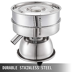 VBENLEM Automatic Sieve Shaker Included 12 Mesh + 80 Mesh Flour Sifter Electric Vibrating Sieve Machine 110V 50W Sifter Shaker Machine 1150 r/min for Rice & Herbal Powder Particles