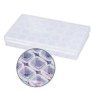 simuer 28Grids Storage Box Organizers, Diamond Embroidery Box Clear Bead Container Painting Jewelry Accessory Container Case 2 Pack