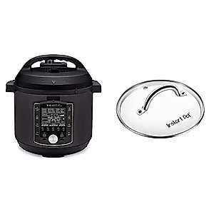 Instant Pot Pro 10-in-1 Pressure Cooker, Slow Cooker, Rice/Grain Cooker, Steamer, Sauté, Sous Vide, Yogurt Maker, 6 Quart & Tempered Glass Lid, Stainless Steel Rim, for 5 Qt/L or 6 Qt/L Models