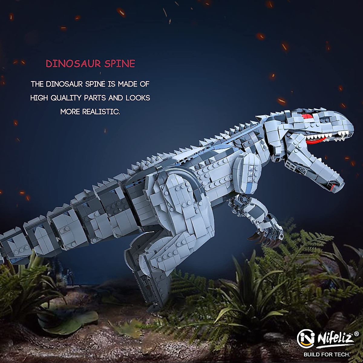 Nifeliz Indominus rex Dinosaur Building Blocks Kit - Construction Set to Build, Assembly Toy for Teens and Adults, A Cool Birthday or Anytime Gift for Kids Who Enjoy Dinosaur World (2108Pcs)