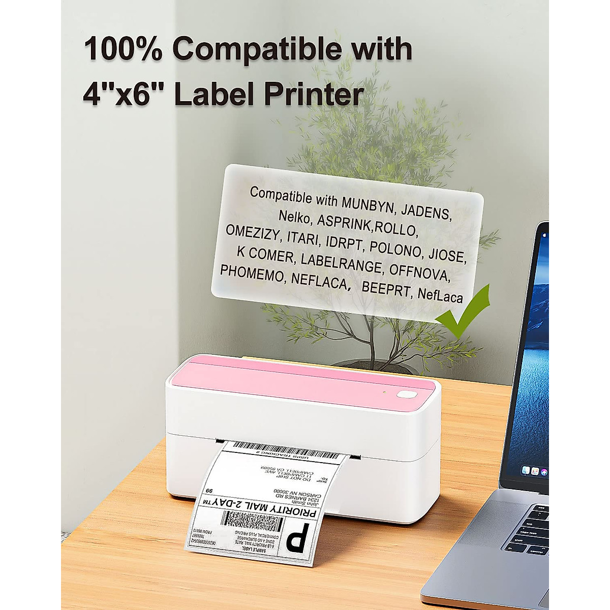Phomemo 4x6 Thermal Label Printer Paper - 500 PCS White 4"x6" Fan-Fold Labels Shipping Supplies Labels - Water/Oilproof Label Stickers - Permanent Adhesive Thermal Shipping Label for Shipping Packages