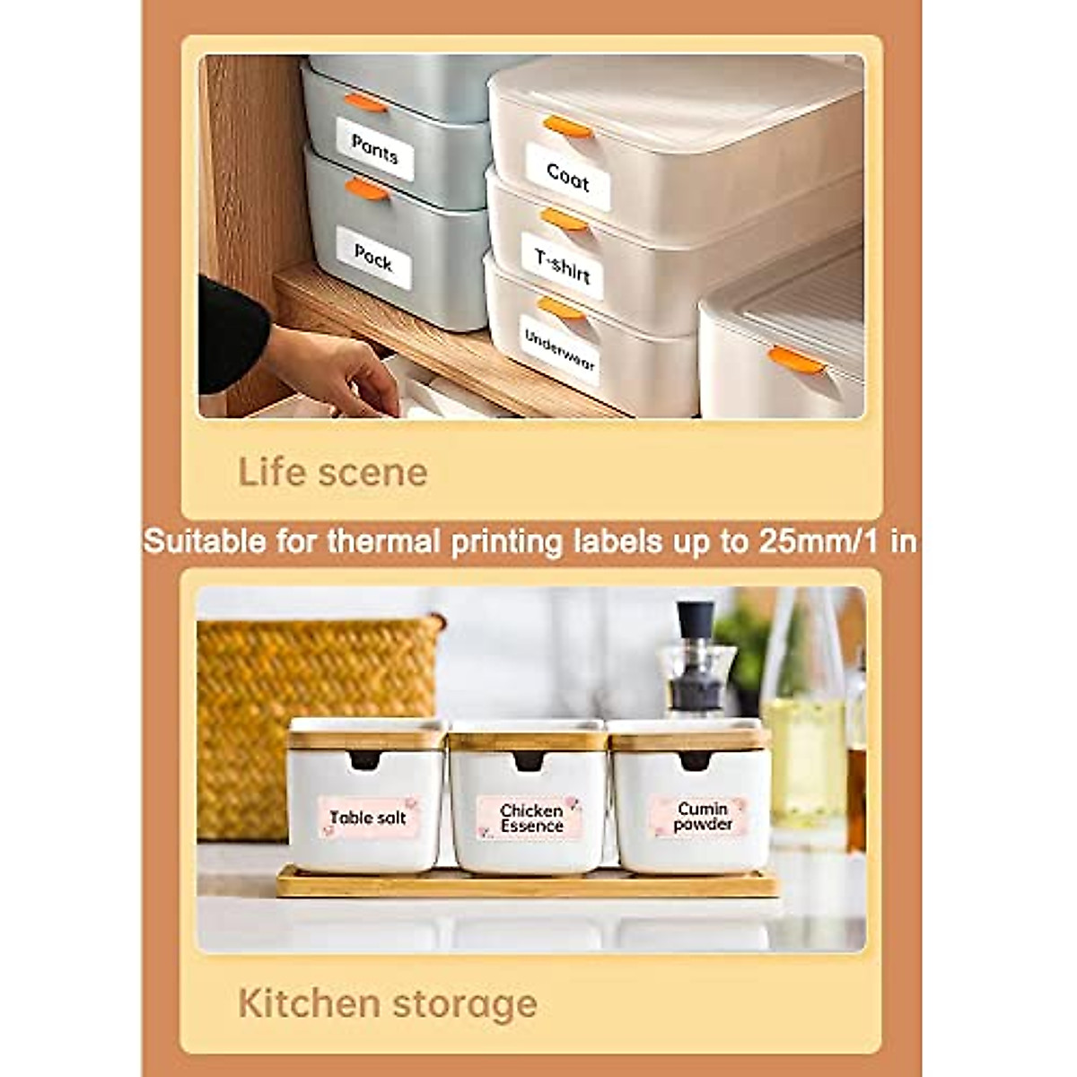 Label Printer 2022 Upgrade, Bluetooth Portable Wireless Label Maker Machine for Label Tape up to 1in, Smart Mini Sticker Printer with 2 Label Rolls