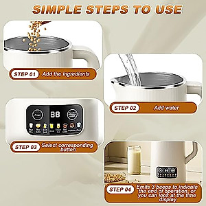 Nut Milk Maker Machine,20 Oz Automatic Cleaning Soy Milk maker with 8 Modes and 10 Leaf Blades,Homemade Almond, Oat, Soy, Etc Grain, Almond Milk Maker Machine with Delay Start Free Filtering and Keep Warm (White)