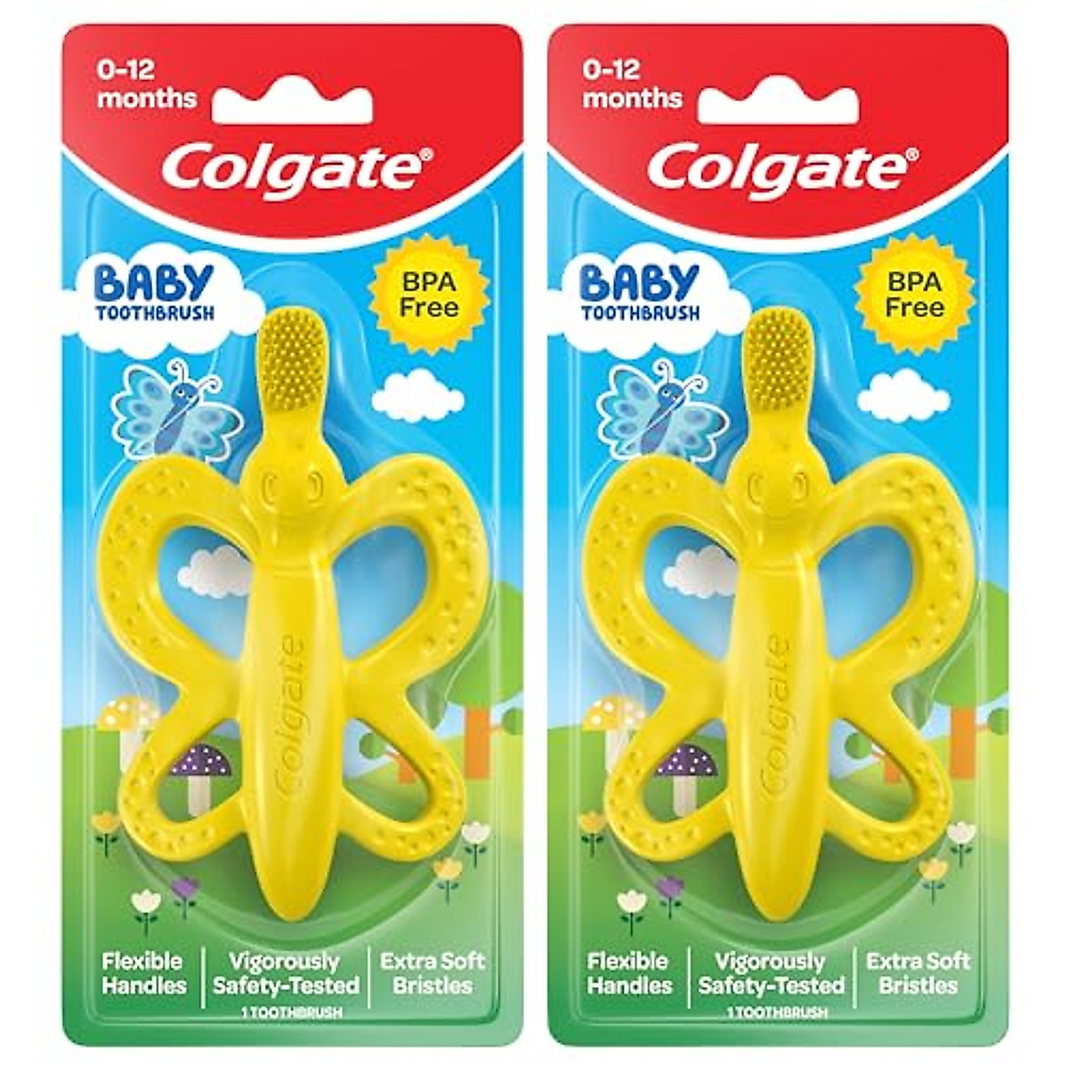 Colgate Baby Toothbrush and Teether, BPA Free â€“1 Count (Pack of 2)