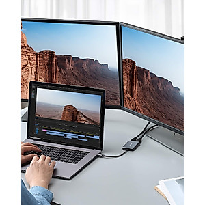 Anker USB C to Dual HDMI Adapter, Compact and Portable USB C Adapter, Supports 4K@60Hz and Dual 4K@30Hz, for MacBook/LenovoYoga/Thinkpad, XPS, and More [macOS only Support SST Mode]
