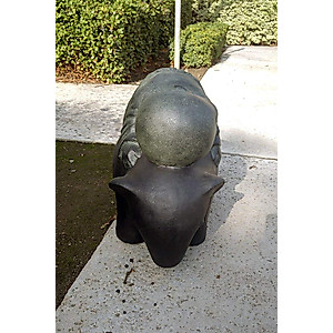 Shaolin Monk on Elephant Buddha Zen Garden Statues Good Luck Elephant - Rustic Green