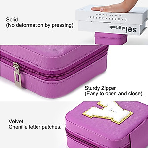 Parima Small Jewelry Box for Girls, Travel Initial Jewelry Box for Girls | Small Jewelry Organizer Box | Travel Jewelry Case Jewelry Box Organizer | Mini Travel Jewelry Box-Initial E-Purple