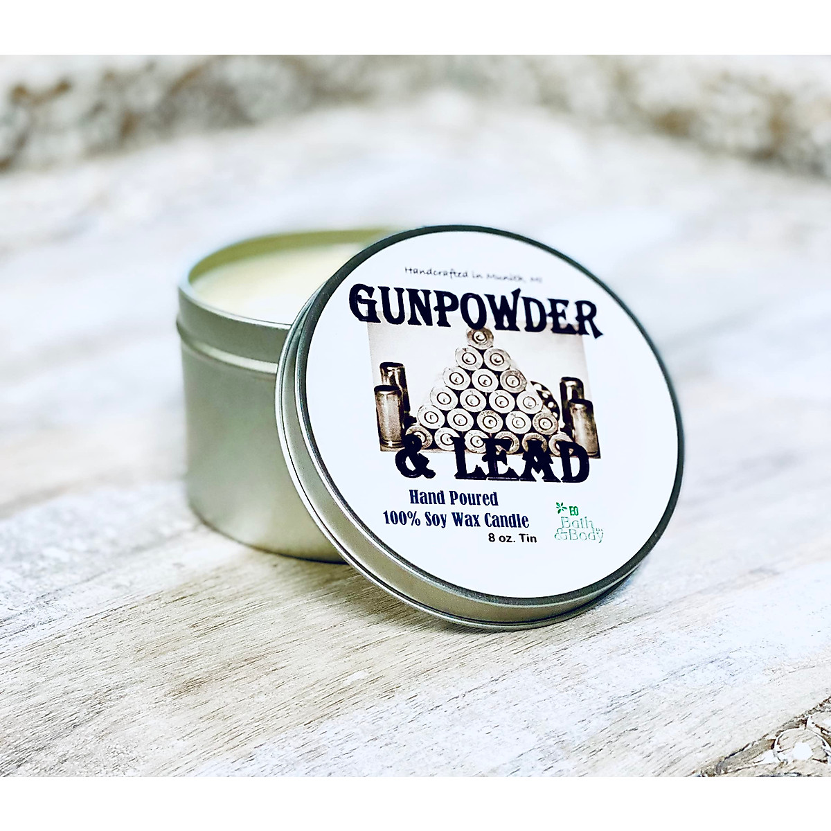 Gunpowder & Lead Man Cave Soy Wax Candle | Gift for Him | Gift for Her | Boyfriend | Dad | Vegan | Includes Gift Box | 8 oz Tin