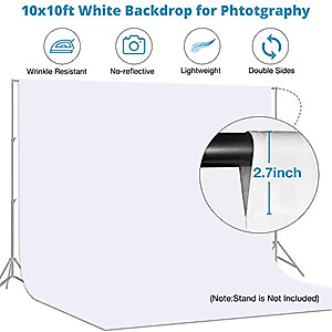 10x10 FT White Backdrop Background for Photography, Large Pure White Photo Backdrop Curtain Drapes, Professional High Density White Screen Backdrops for Party Portrait Photoshoots Booth Video Studio