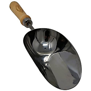 Giant 13.5” Stainless Steel Scoop with Long, Beautiful Wooden Handle. Perfect for Fertilizer and Compost in the Garden or use with Ice, Dry Goods, Pet Food or Feed. – By Truly Garden