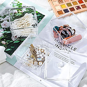 Hair Accessories Organizer, 9 Pieces Stackable Organizer Holder Storage with Lids Acrylic Clear Hair Tie Organizer Bathroom Hair Bow Containers for Girls Headband Scrunchie Makeup Accessory Organizing