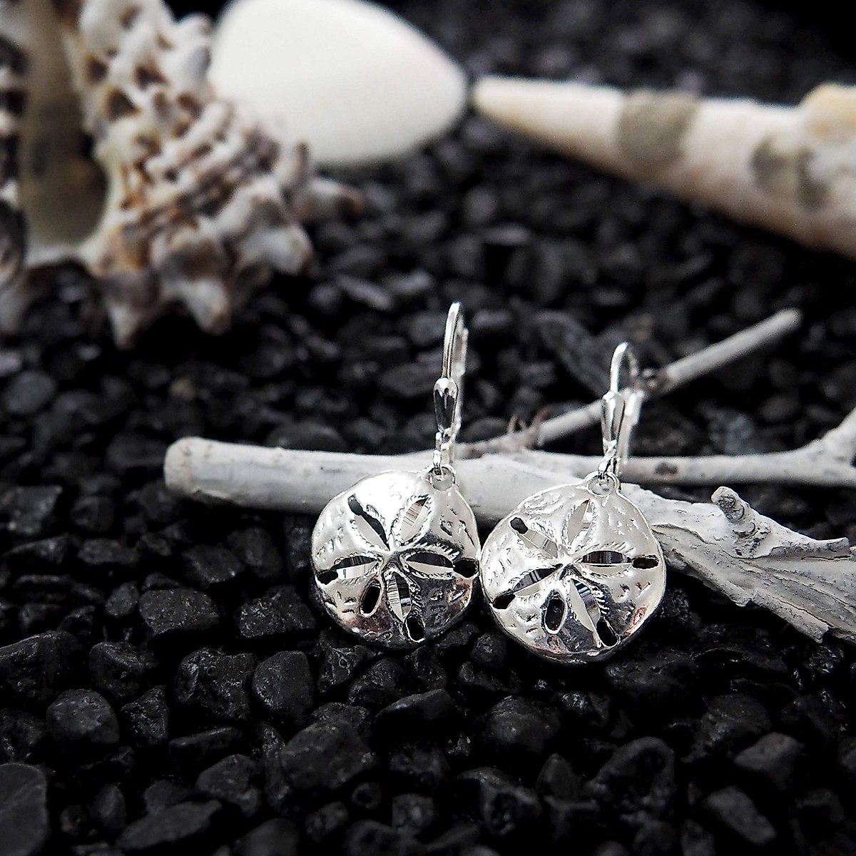 Hawaiian Silver Jewelry Sand Dollar Beach Earrings – Premium Sterling Silver Dangle Earrings – Beautiful Beach Earrings for Women – Comfortable and Lightweight – Reliable Closure