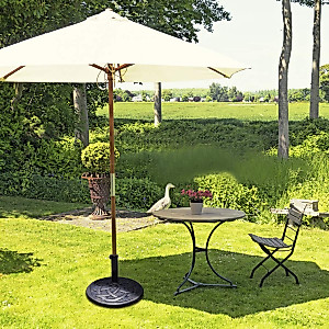 Giantex 43lbs Patio Market Umbrella Base, Heavy Duty Outdoor Stand, Cast Iron Umbrella Holder for Garden Beach, Classic Round Umbrella Standing Deck Porch