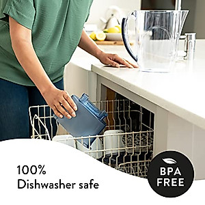 Aqua Optima Oria Water Filter Jug & 6 x 30 Day Evolve+ Filter Cartridge, 2.8 Litre Capacity, for Reduction of Microplastics, Chlorine, Limescale and Impurities, Blue