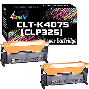 2-Pack 4Benefit Compatible CLT-407S Toner Cartridge CLP325 (2xBlack) CLT-K407S CLTK407S CLT407S Used for CLX-3185FW 3185N CLP-320N CLP-321N CLP-325W CLP-325 Color Laser Printer