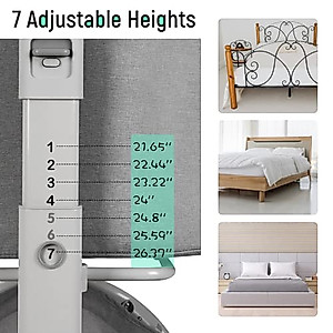 Cowiewie Baby Bassinets with Universal Wheels with Brakes Co Sleeper Bassinet with Storage, Double-Lock Patent Design; 7-Level Height Adjustable, Include Rebound Mattress