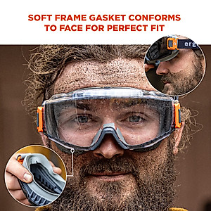 Ergodyne Skullerz Modi Protective OTG Safety Goggle, Indirect Venting, Anti Fog, Scratch Resistant​, Adjustable Fabric Strap