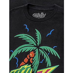 Tee Luv Men's MTN Dew Baja Blast Shirt - Tropical Mountain Dew Soda Graphic Tee (Black) (L)