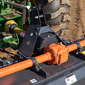 Titan Attachments 3 Point 60" Rotary Tiller Attachment Fits Cat 1 Tractors, Charcoal Finish, Single Speed PTO Driven Cultivator with a 540 RPM Gearbox, Replaceable L-Shaped Tines Work 5" Deep