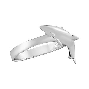 AeraVida Sleek Fearless Shark .925 Sterling Silver Band Ring | Cute Wedding Rings For Women | Casual Comfort Fit Silver Rings for Women | Ring Size (6-10) (7)