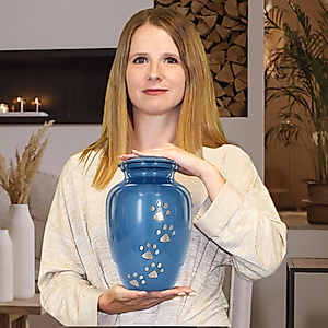 Trupoint Memorials Pet Urn for Dogs and Cats Ashes – A Loving Resting Place for Your Special Pet, Cat and Dog Urns for Ashes, Pet Cremation Urns – Blue, Large Pets up to 122 Lbs