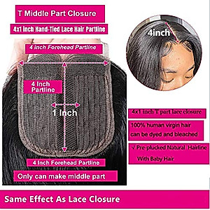 MIMORE Short Straight Bob Wig T-Part Lace Front Human Hair Wigs for Black Women 8Inch Short Bob Wigs Human Hair Lace Closure Wigs Brazilian Hair Wigs Straight Human Hair Pre Plucked with Baby Hair