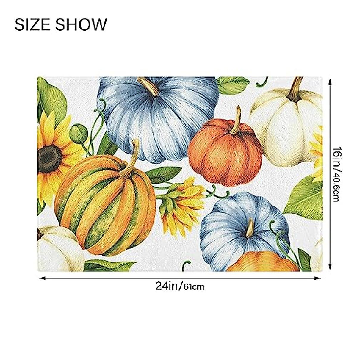 Pumpkins Sunflowers Bathroom Rug Mat Soft Absorbent Bathroom Rugs Mats Washable Bath Mats Rugs Non Slip Bath Mat Runner Rug for Bathroom Tub Bath, Rectangle Shower Rug