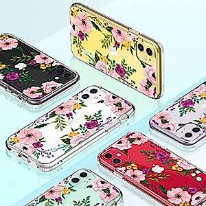 GiiKa iPhone 11 Case with Screen Protector, Clear Heavy Duty Protective Case Floral Girls Women Shockproof Hard PC Back Case with Slim TPU Bumper Cover Phone Case for iPhone 11, Small Flowers