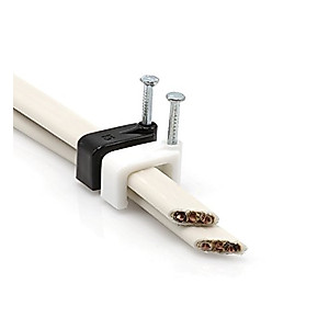 THE CIMPLE CO - Dual, Twin, or Siamese Coaxial Cable Clips, Cat6, Electrical Wire Cable Clip, 1/2 in Nail Clip and Fastener, Black (100 Pieces per Bag)
