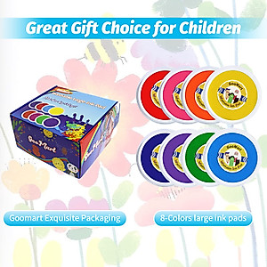 GooMart Washable Large Ink Pads for Rubber Stamps Kids (8 colors)