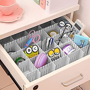 Strnek 4 Pcs Plastic Sock Organizer Grid Drawer Dividers Adjustable DIY Closet Separator Drawer Dividers for Purses,Ties,Tshirts,Pens,Bras,Sock,Underwear,Scarves(White Short)