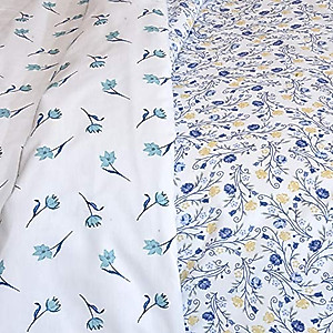 Maviss Homes Beautiful IndianMulticolour Design Double Cotton Duvet Quilt Cover and 2 Pillowcase Bed Set | Home Decore (Floral 3, King Size 90 X 104 in)