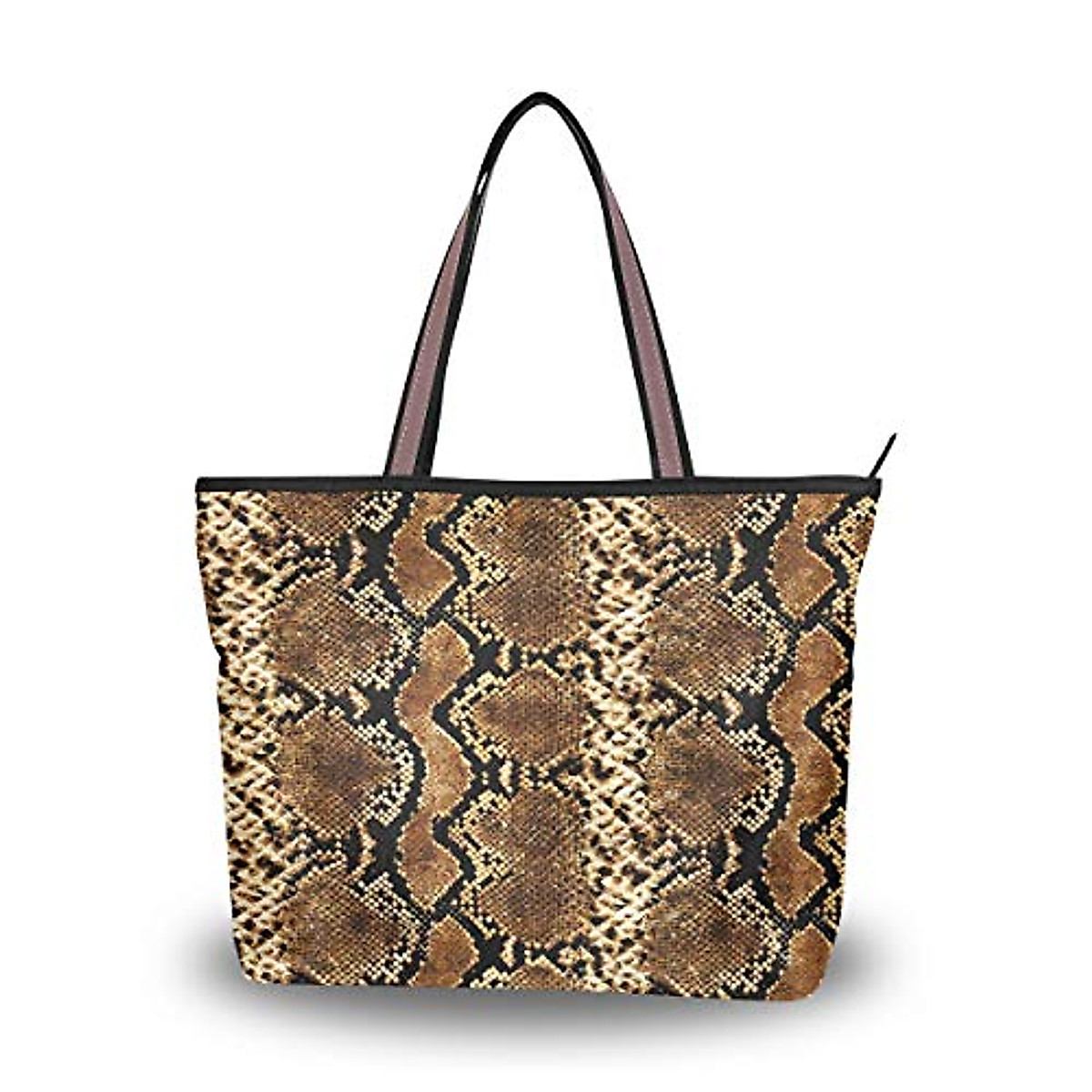 QMXO Snake Skin Print Handbags and Purse for Women Tote Bag Large Capacity Top Handle Shopper Shoulder Bag